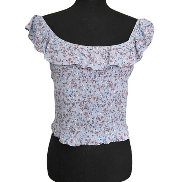 Hippie Rose | Tops | Hippie Rose Blue Floral Cropped Tank | Poshmark
